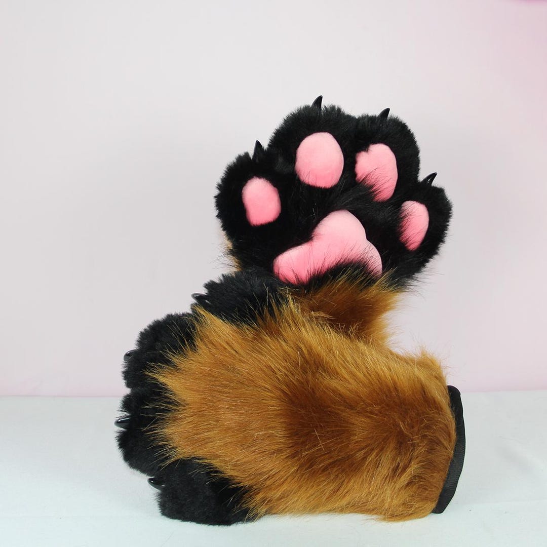 Fursuit Wolf Paws: Brown Furry Handpaws, Costume Cosplay Paws, Faux Fur ...