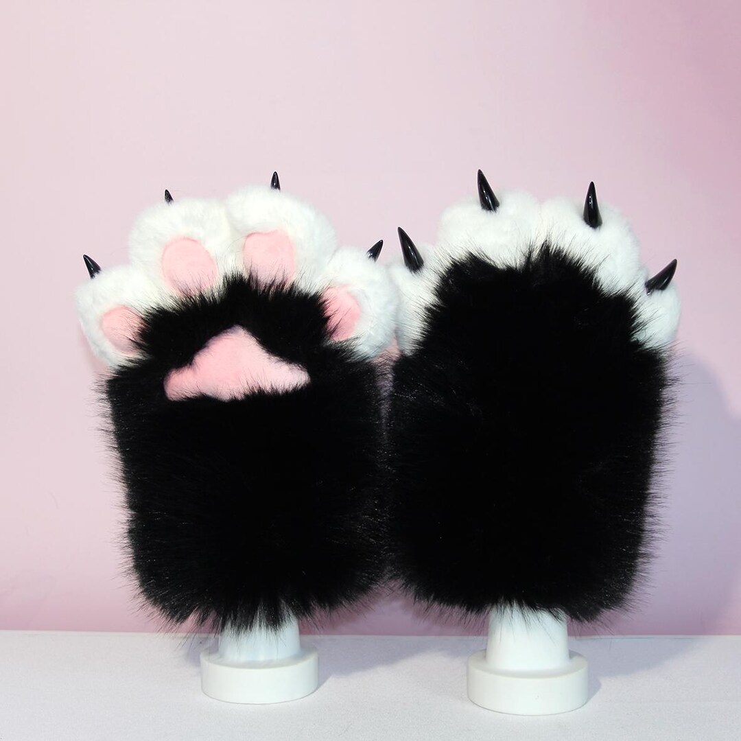 Black Paws Gloves: Kawaii Fursuit Handpaws, Furry Cat Paws, Gift for ...