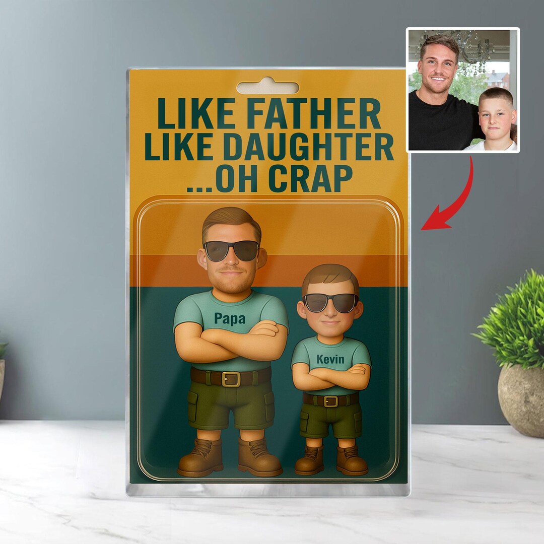 Personalized Dad and Daughter Cartoon Acrylic Block, Father's Day Gift ...
