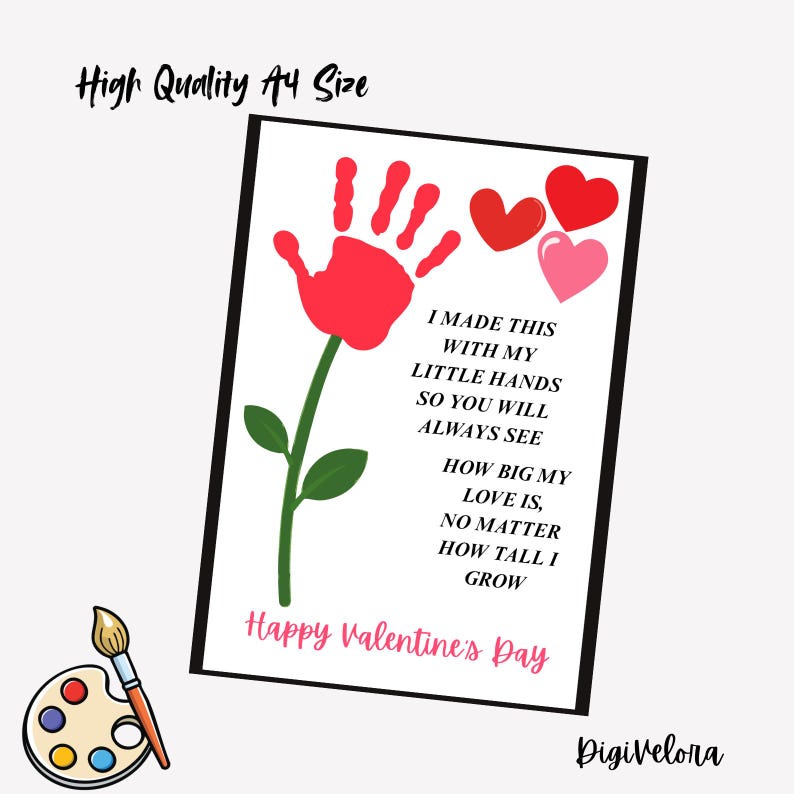 Printable Valentine’s Day Handprint Art for Kids, Printable Valentine ...