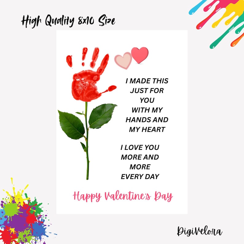 Printable Valentine’s Day Handprint Art for Kids, Printable Valentine ...