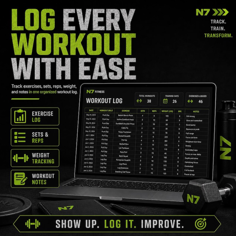 Fitness Workout Log Google Sheets | Exercise Tracker | PR Tracker ...