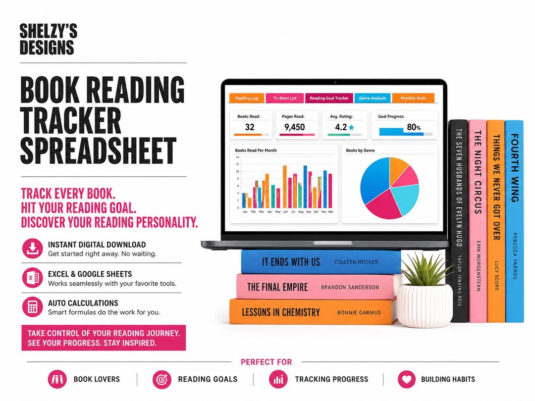 Book Tracker Spreadsheet | Reading Log, Book List Organizer - Etsy