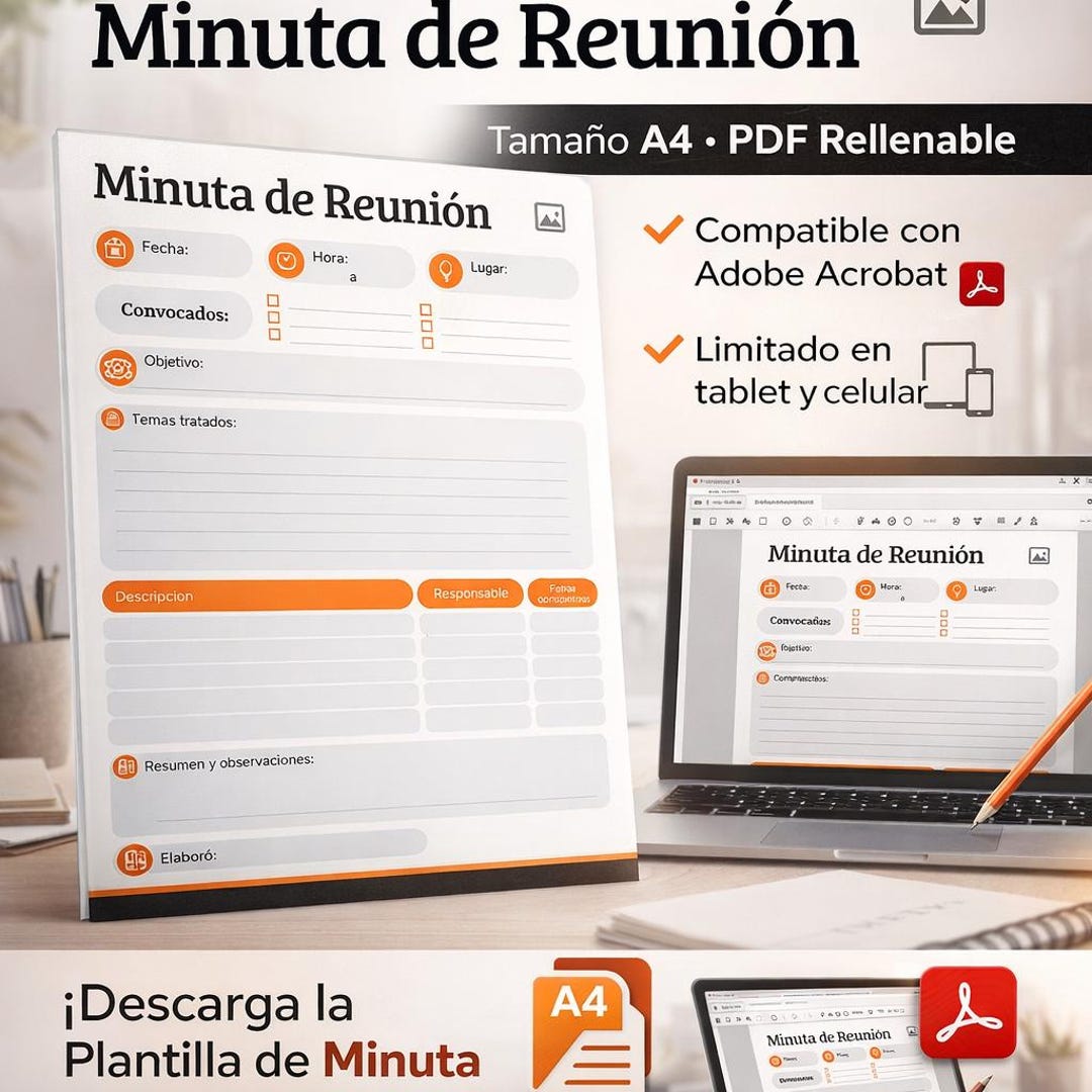 Executive Professional Meeting Minutes | Fillable A4 PDF Template ...