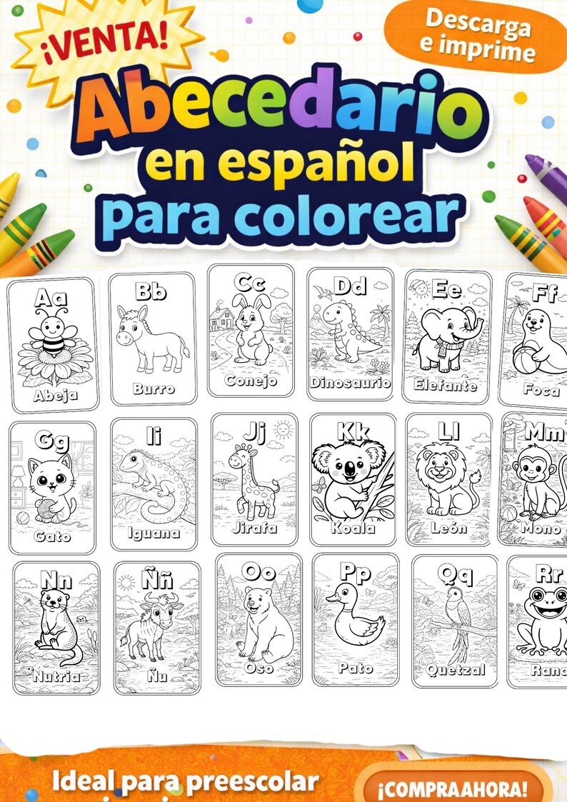 Alphabet Coloring Book With Animals | Letters A-Z for Kids | Printable ...