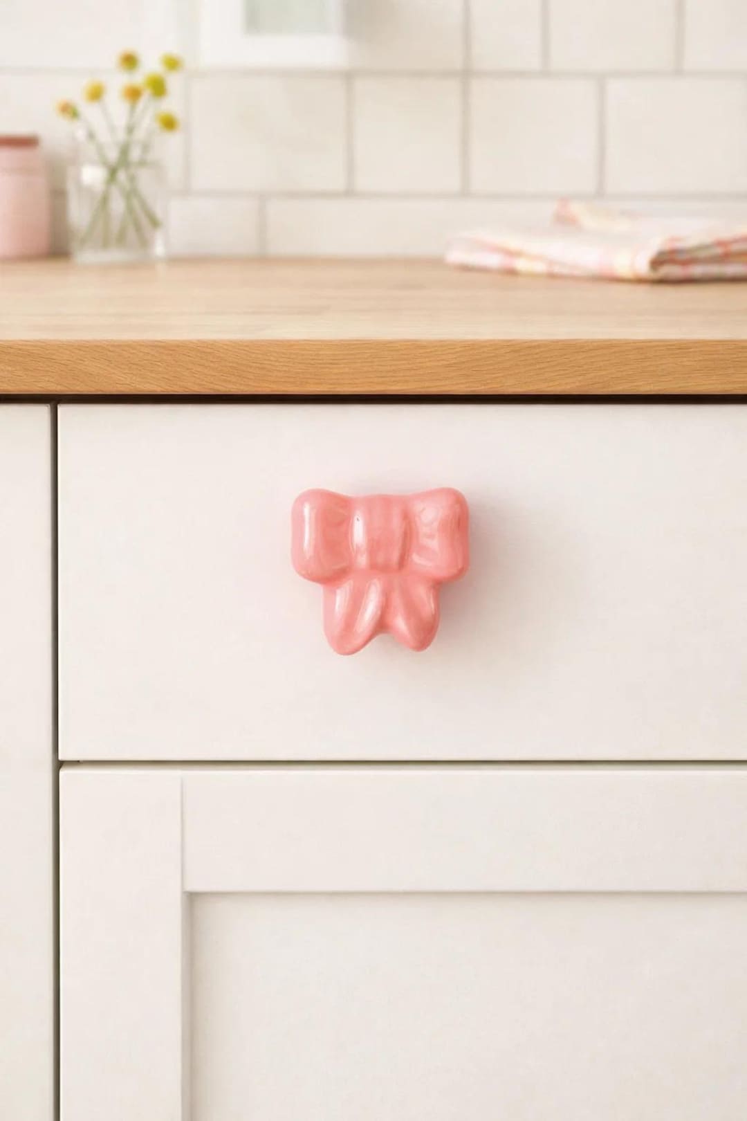 Dopamine Color Ceramic Bow Knob | Cute Butterfly Cabinet Handle for ...