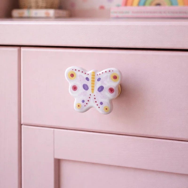 Ceramic Butterfly Knob - Etsy