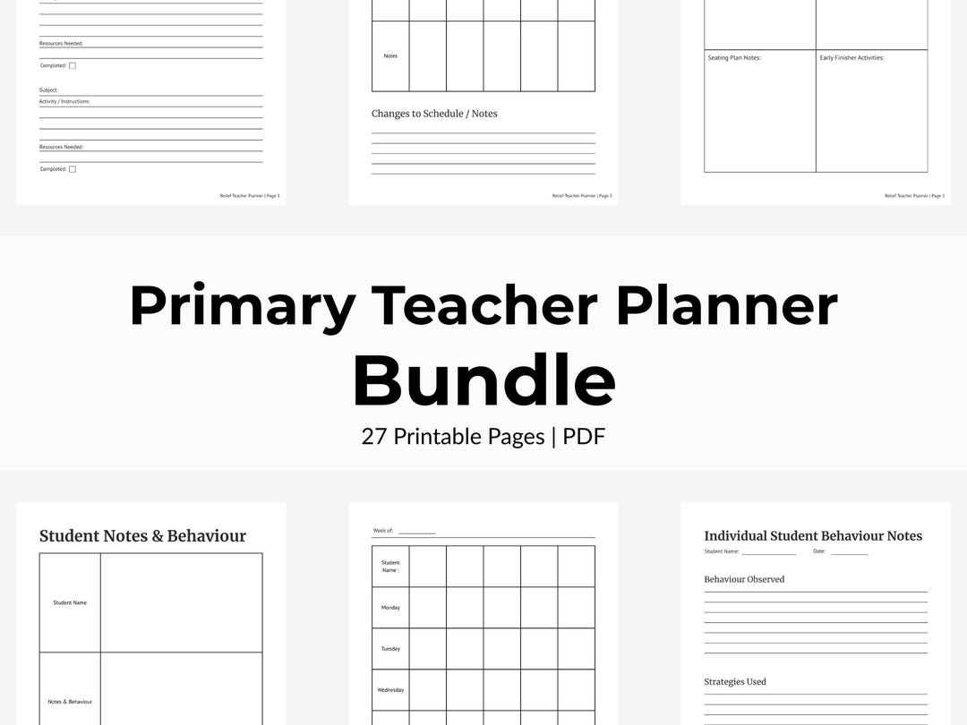 Primary Teacher Planner Bundle – Lesson Planning, Behaviour & Relief ...