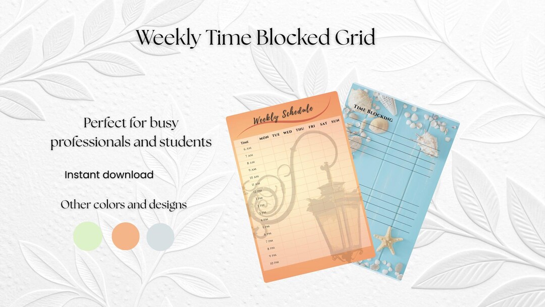 Weekly Time Block Schedule Printable PDF in Pastel Orange - Etsy
