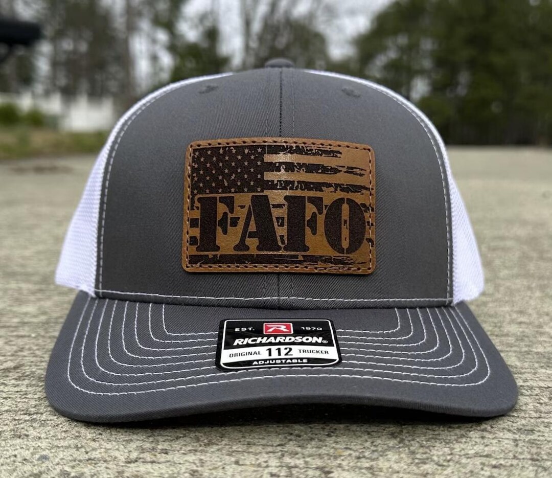 Patriotic FAFO Trucker Hat – American Flag Leather Patch – Snapback Hat ...