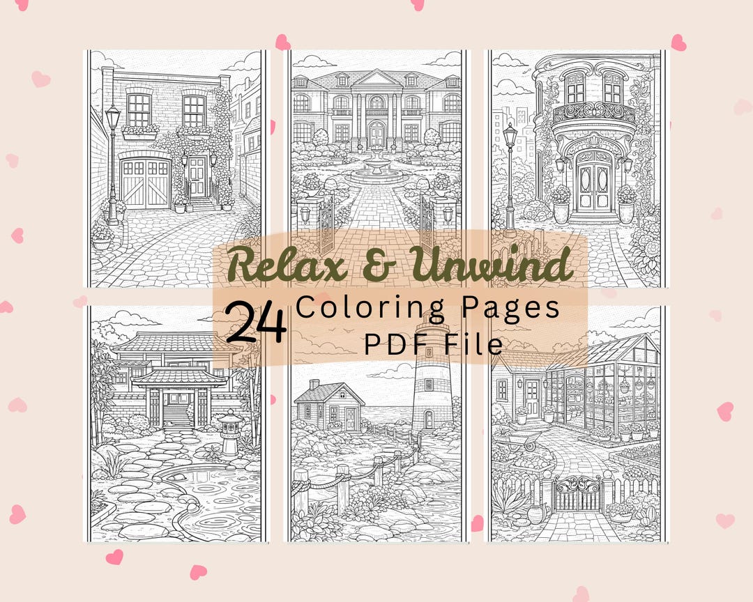 House Coloring Book | 24 Home Exterior Pages (PDF Download) - Etsy