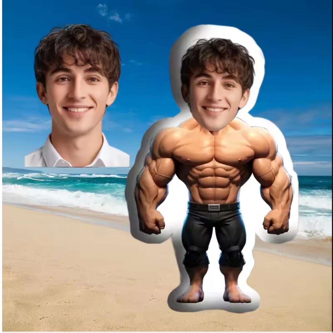 Personalized Muscle Man Pillow With Custom Portrait – Fitness Body ...
