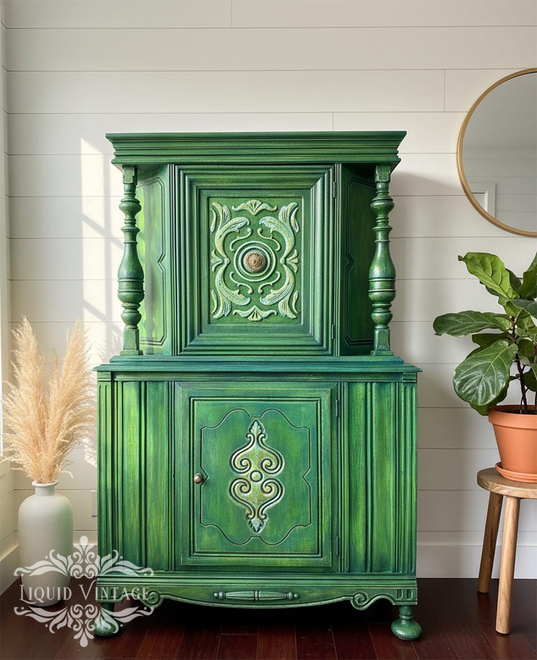 Emerald Jacobean Revival Linen | Liquor Chest - Etsy