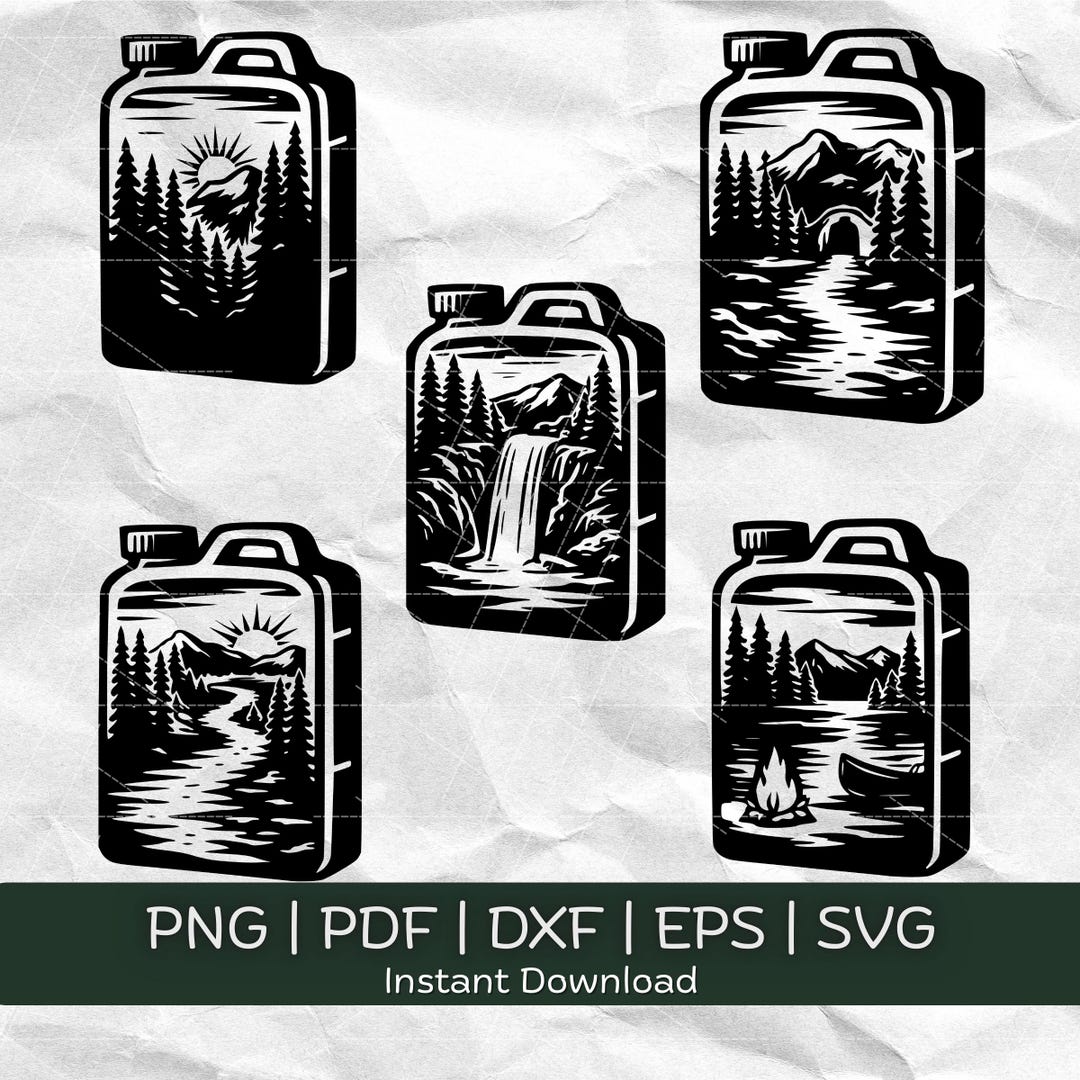 Jerry Can Outdoor Scenery SVG Bundle | Outdoors Vector Designs | Png ...