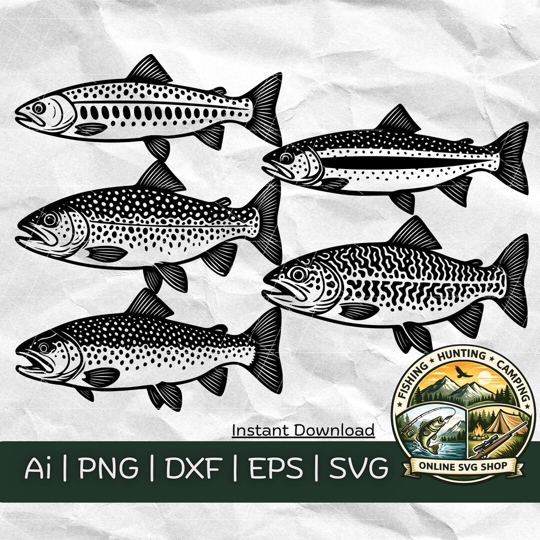 Trout Species SVG Bundle | Fishing Vector Designs | Png Dxf Eps - Etsy