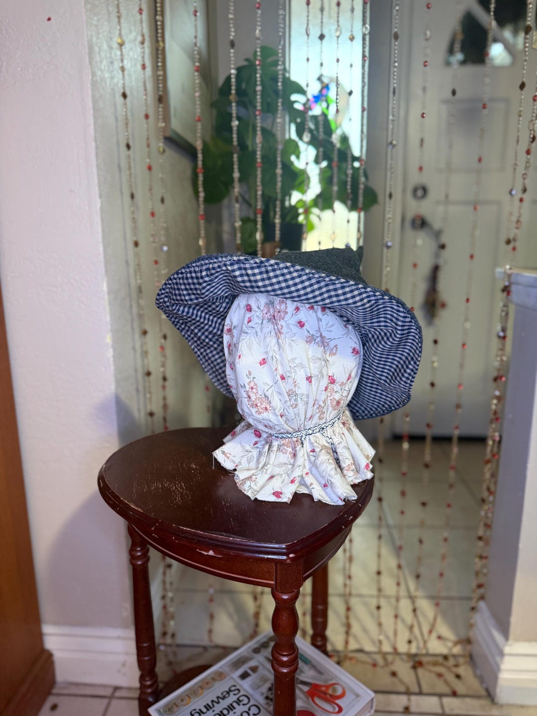 Gray (dark)wizard Witch or Mage Hat, Paired With Gingham Pattern Large ...