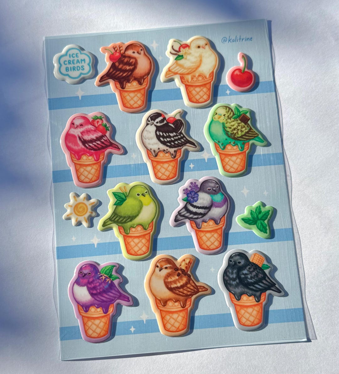 Ice Cream Birds Puffy Sticker Sheet - Etsy
