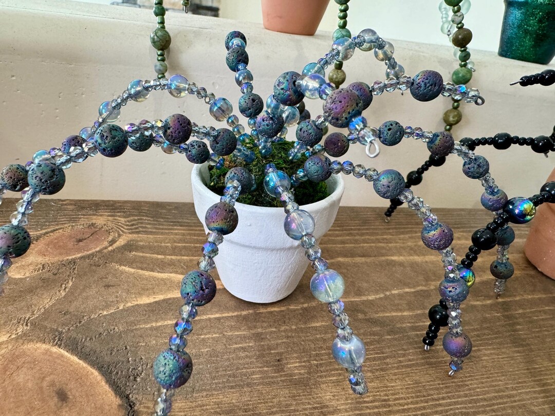 Lava and Glass Beaded Forever Succulent, Faux Plant, Sting of Pearls ...