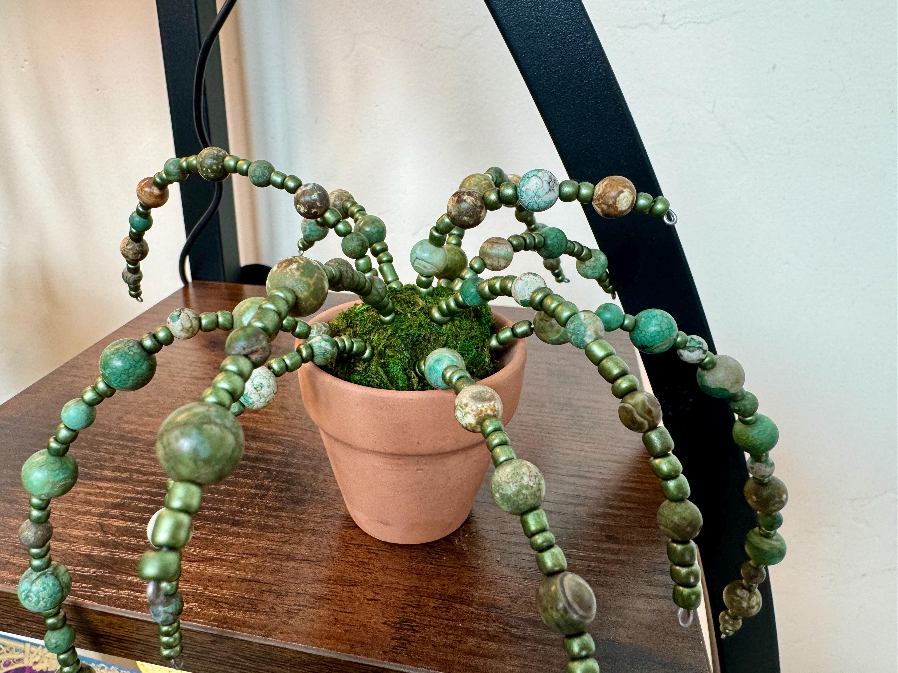 Stone and Glass Beaded Forever Succulent, Faux Plant, Sting of Pearls ...