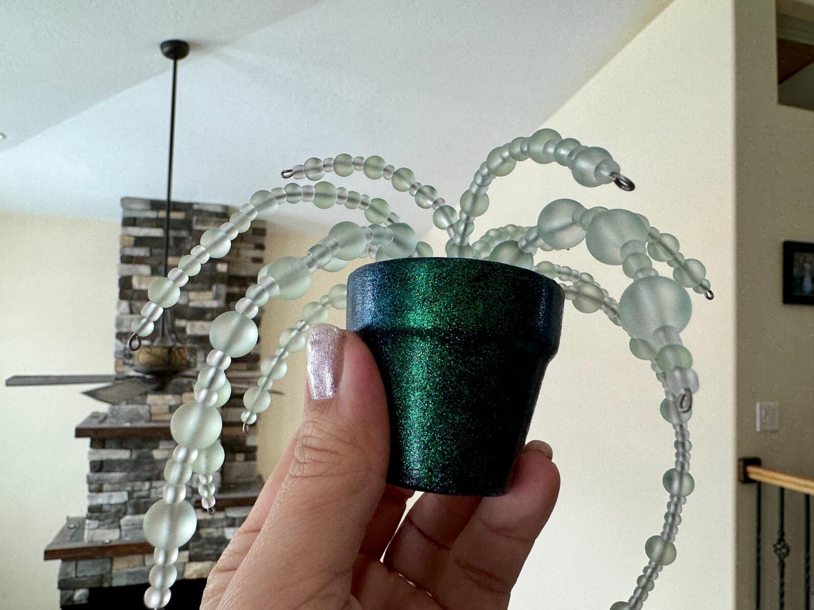 Beaded Forever Succulent, Faux Plant, Matte Sting of Pearls, in a Tiny ...