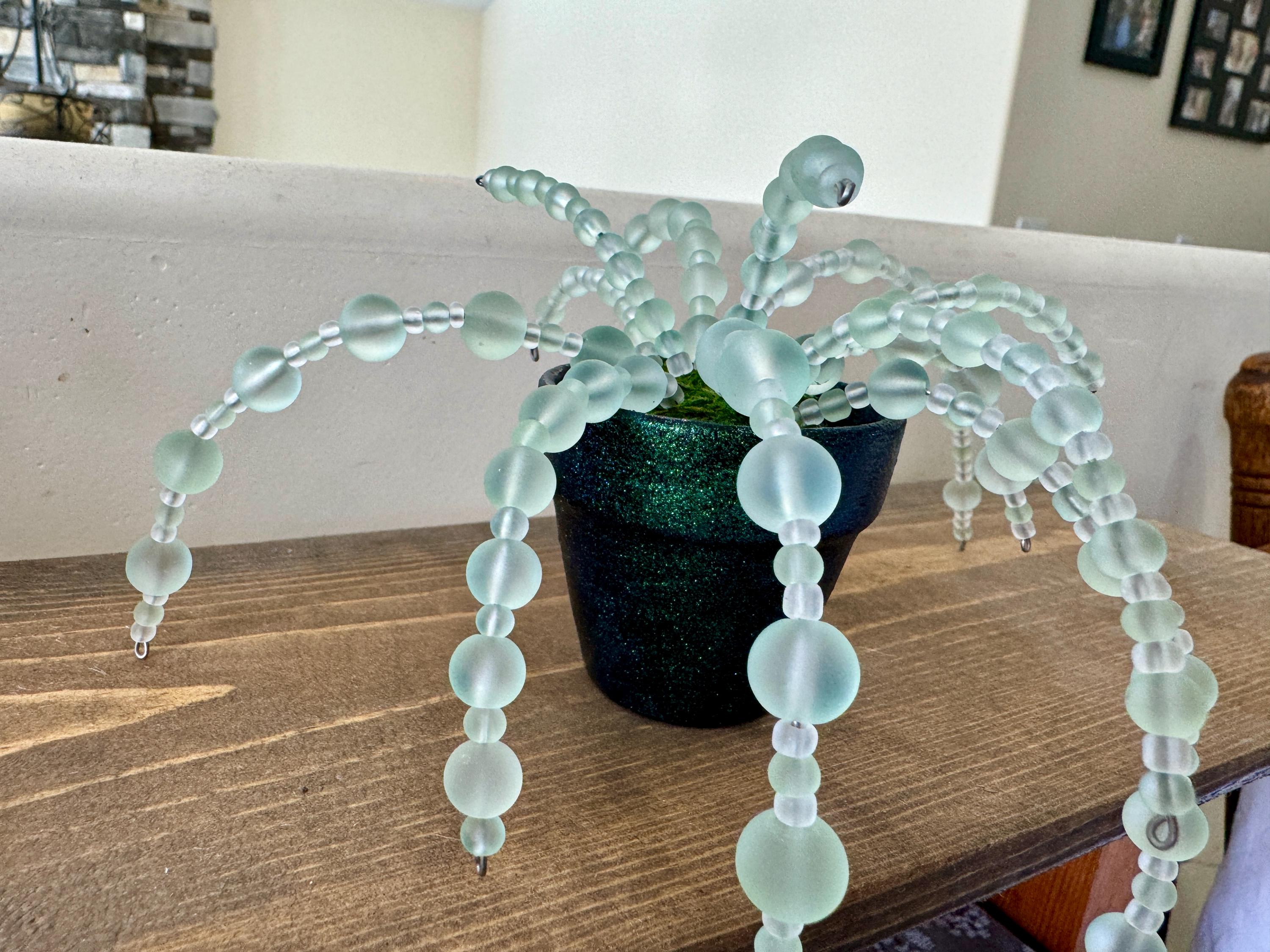 Beaded Forever Succulent, Faux Plant, Matte Sting of Pearls, in a Tiny ...