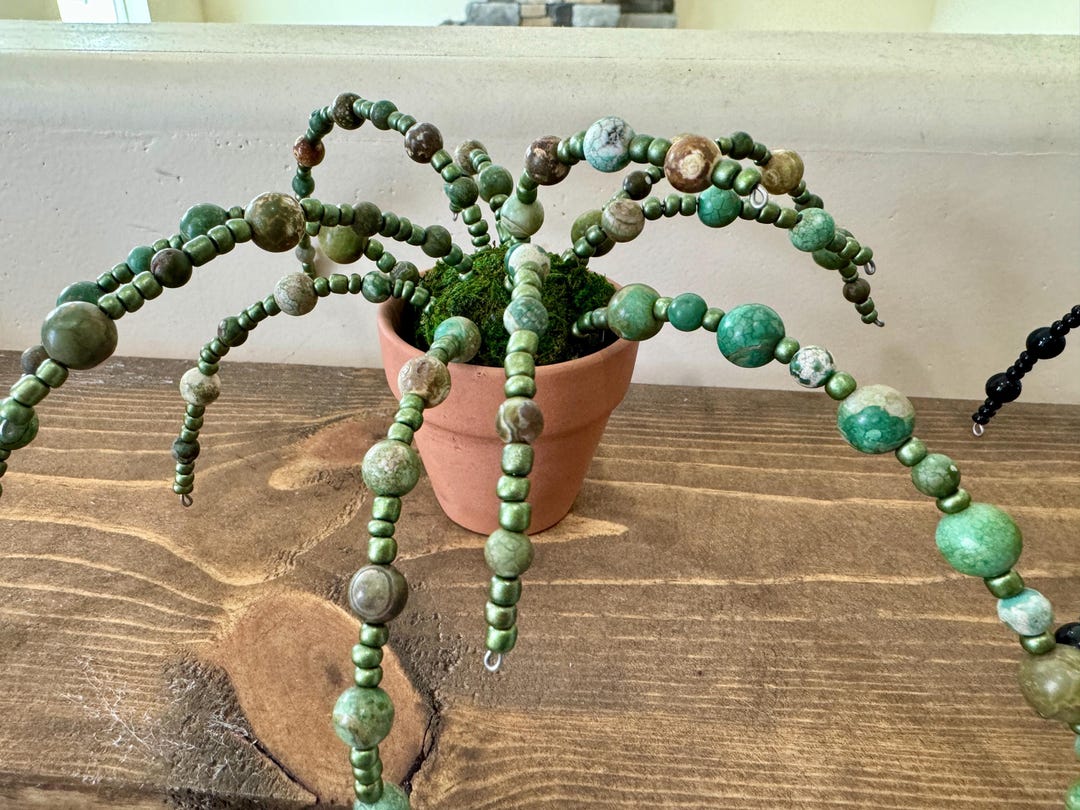Stone and Glass Beaded Forever Succulent, Faux Plant, Sting of Pearls ...