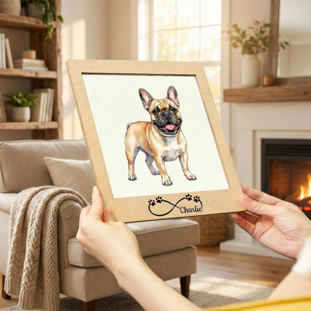 Personalized Pet Portrait – Acrylic & Wood Frame, Pet Memorial Keepsake ...