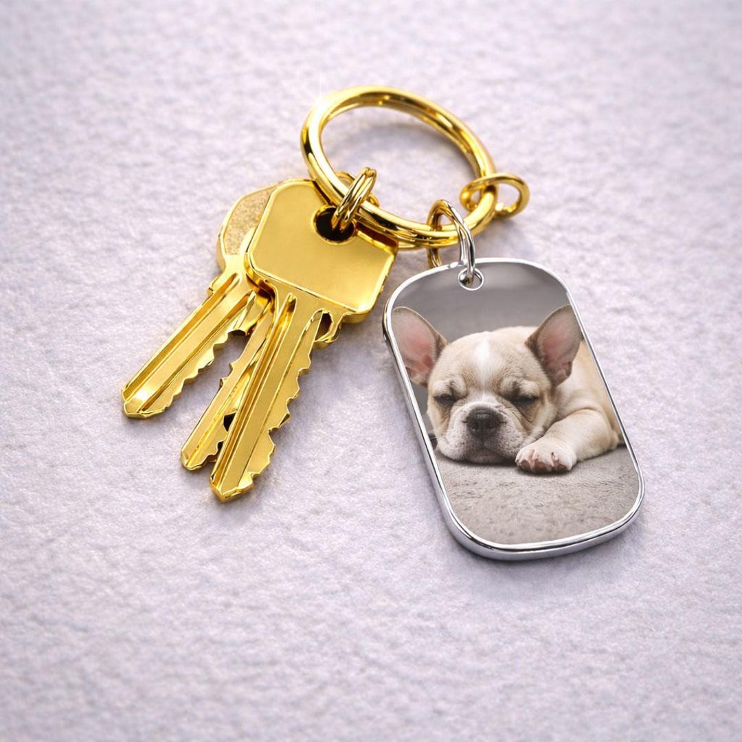 Personalized Pet Photo Keychain, Custom Dog Cat Memorial Stainless ...