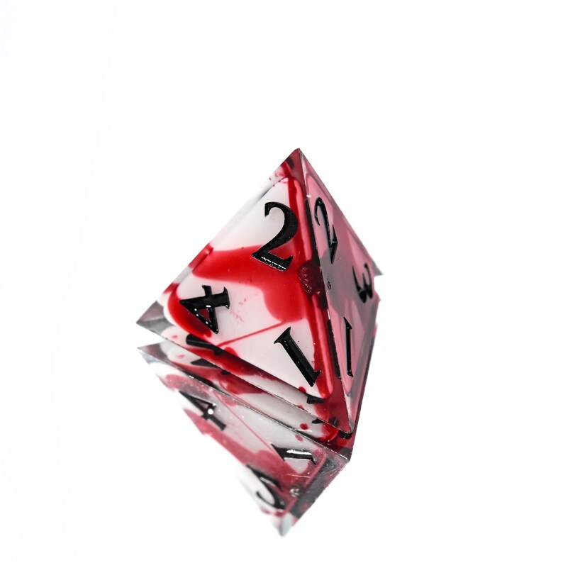 Resin Blood Splatter Dice Set - Red & White Dice in Dice, Sharp Edge ...