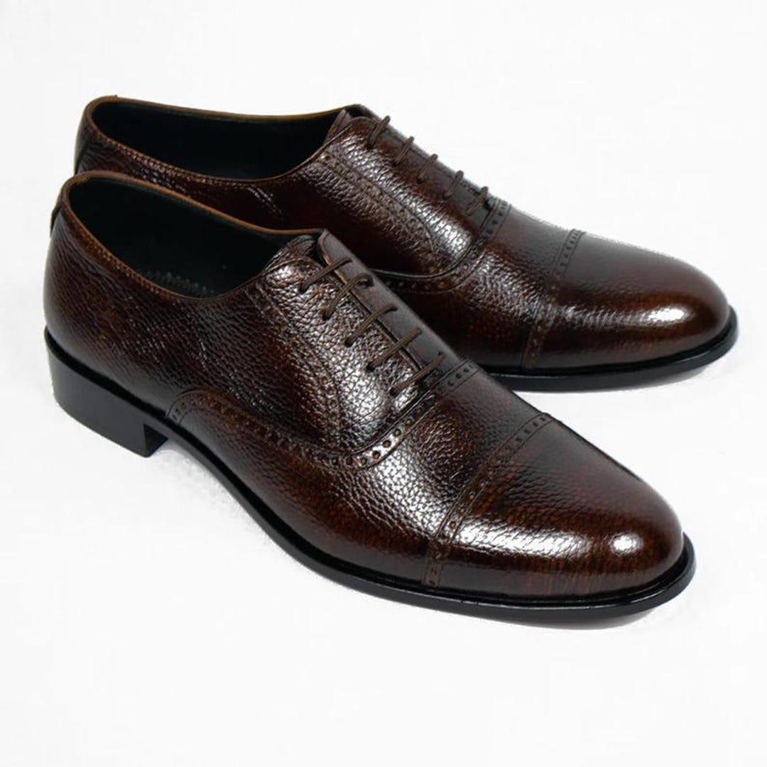 Handcrafted Mustard Leather Brogue Oxford Shoes | Men’s Dual-tone Lace ...