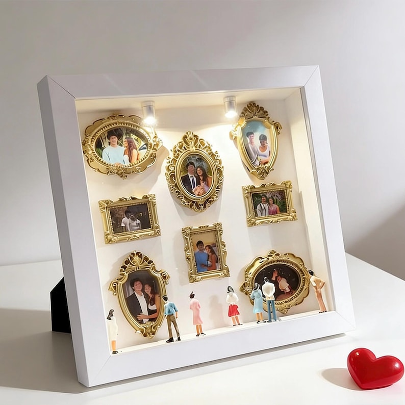 DIY Mini Museum Silhouette Display Box With Gold Frames Figurines ...