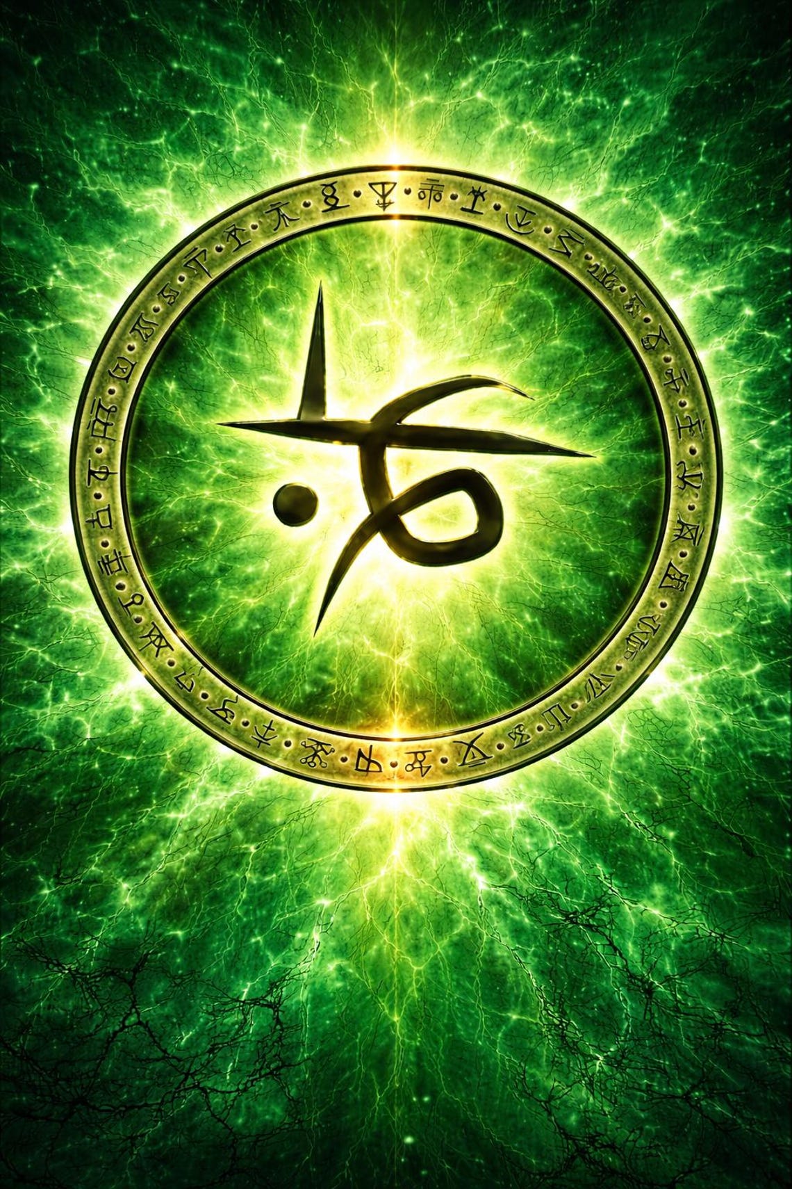 Good Luck Sigil Mobile Wallpaper: 9 Mystic Green & Gold Magical Symbols ...