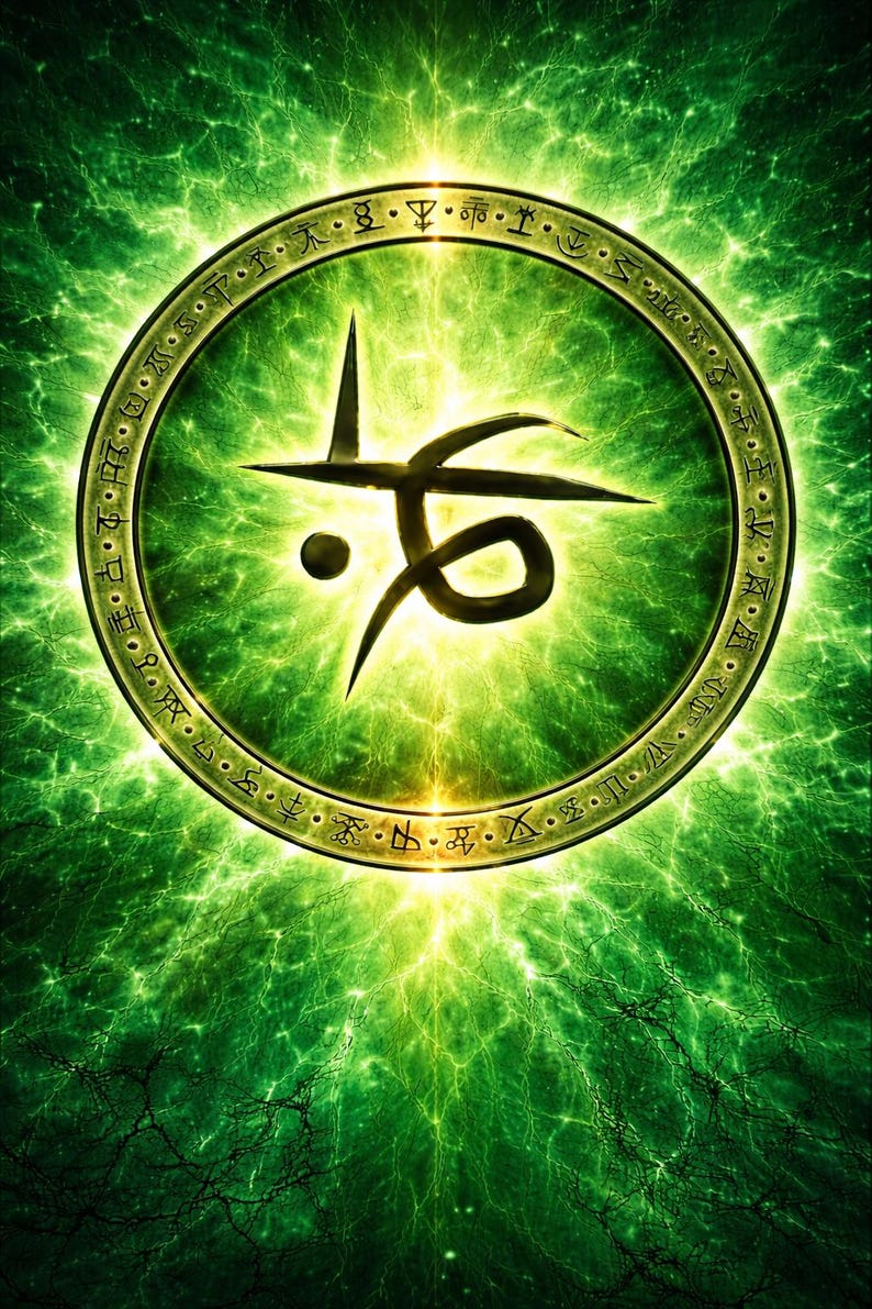 Good Luck Sigil Mobile Wallpaper: 9 Mystic Green & Gold Magical Symbols ...