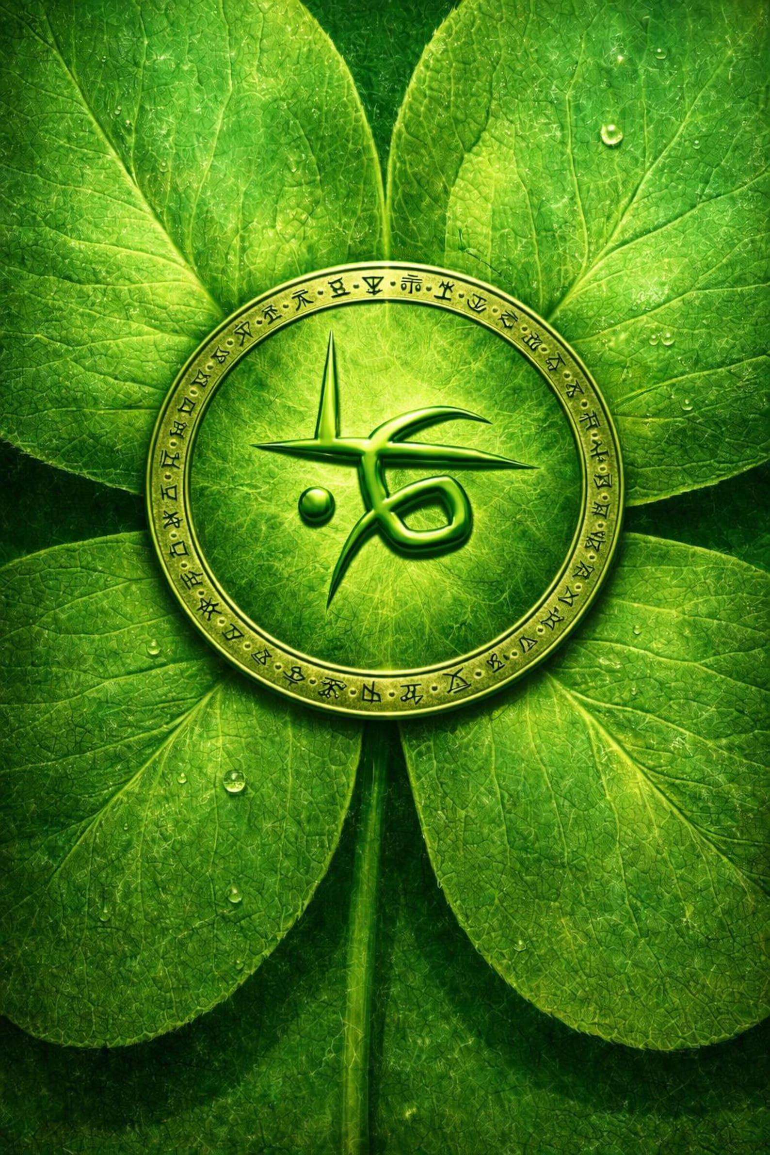 Good Luck Sigil Mobile Wallpaper: 9 Mystic Green & Gold Magical Symbols ...