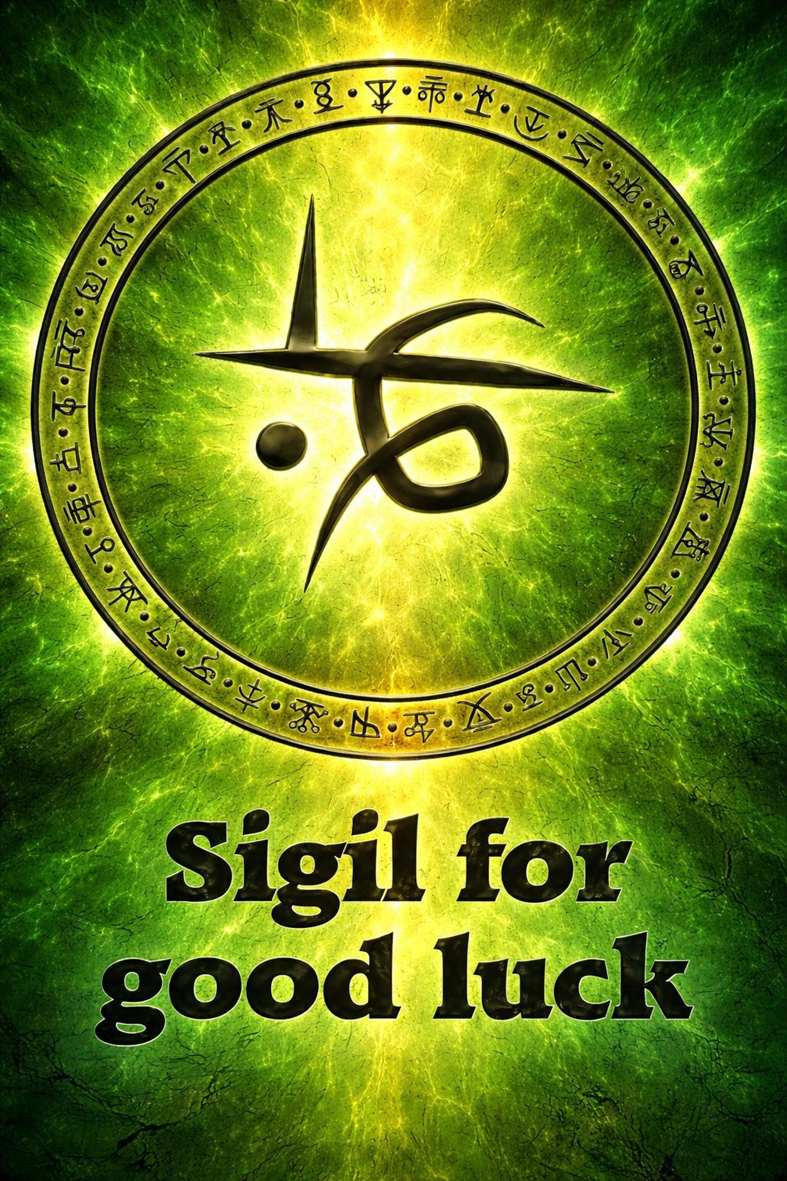 Good Luck Sigil Mobile Wallpaper: 9 Mystic Green & Gold Magical Symbols ...