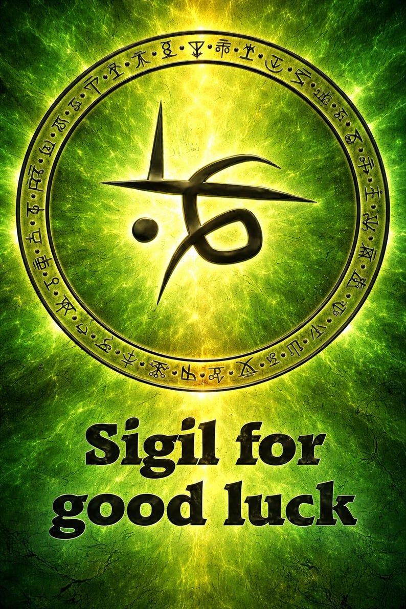 Good Luck Sigil Mobile Wallpaper: 9 Mystic Green & Gold Magical Symbols ...