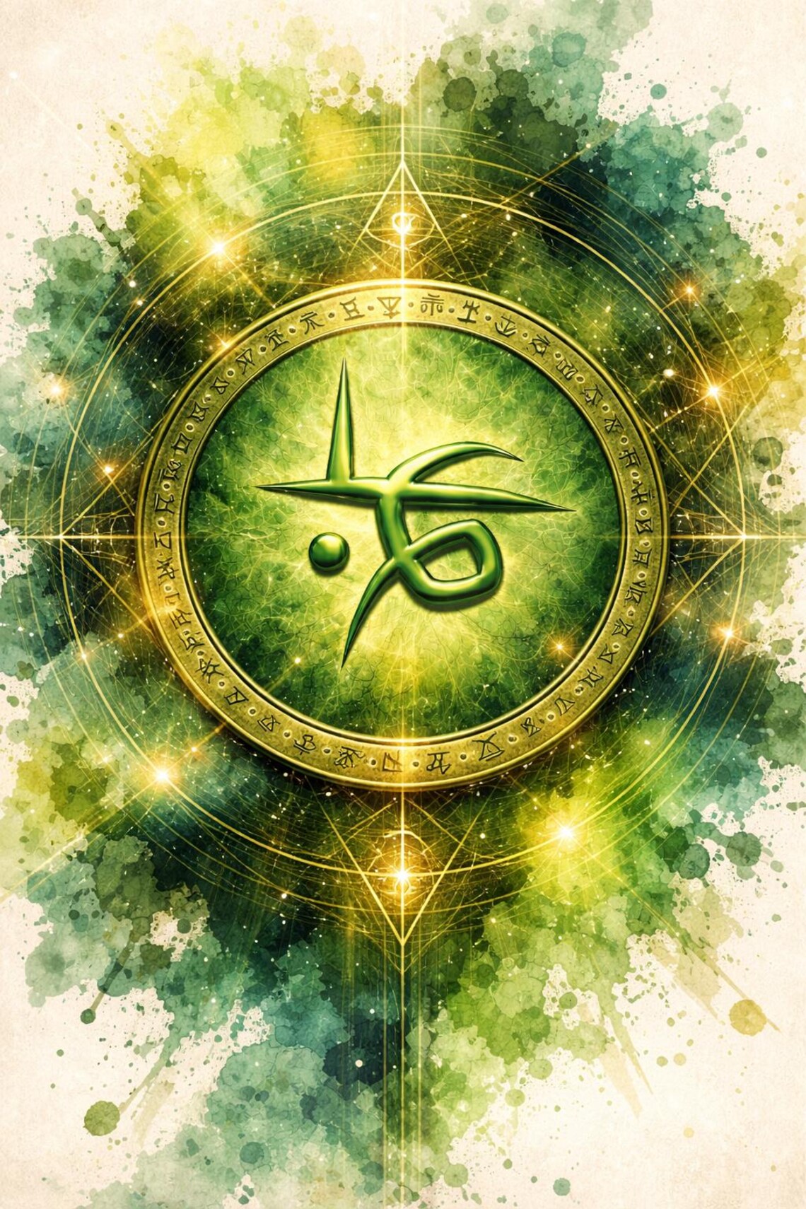 Good Luck Sigil Mobile Wallpaper: 9 Mystic Green & Gold Magical Symbols ...