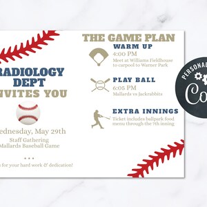 Baseball Company Party Invitation INSTANT Download 4x6 Postcard ...