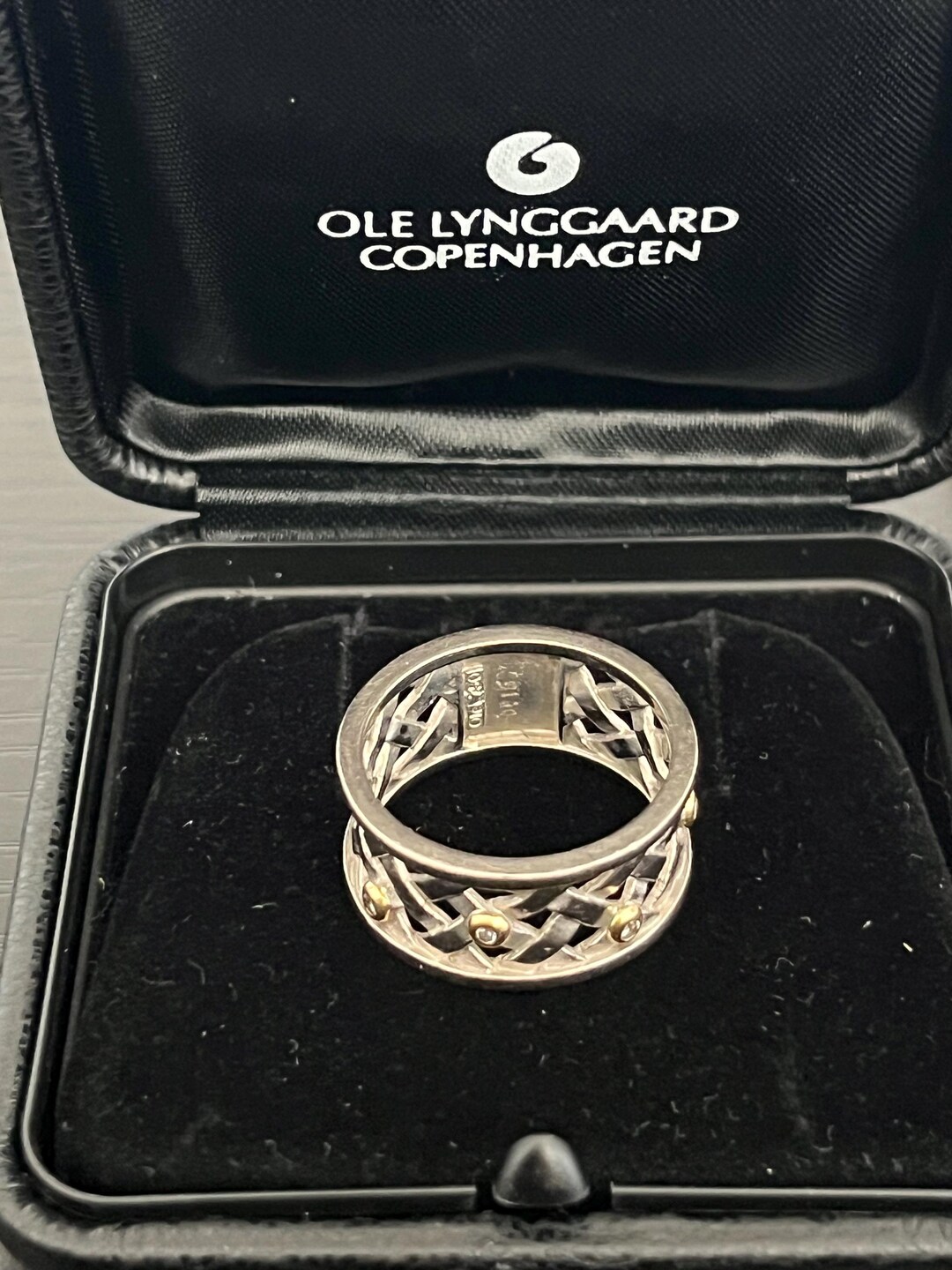 Ole Lynggaard Flet Ring 0.10 Ct Diamonds 18k Solid White Gold Size 61 ...