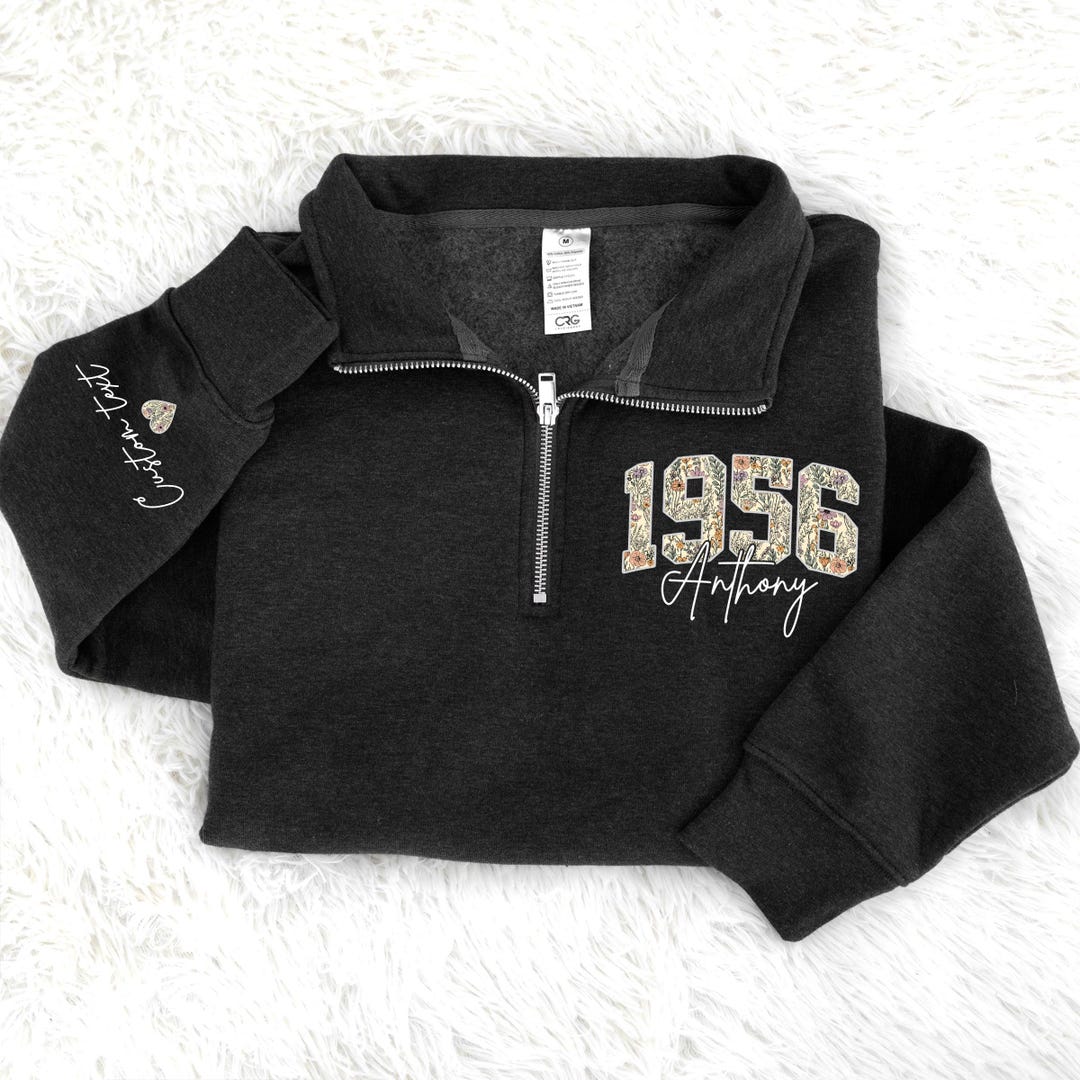 Custom Birth Year Zip Sweatshirt, 1956 Birthday Sweatshirt Floral 70th ...
