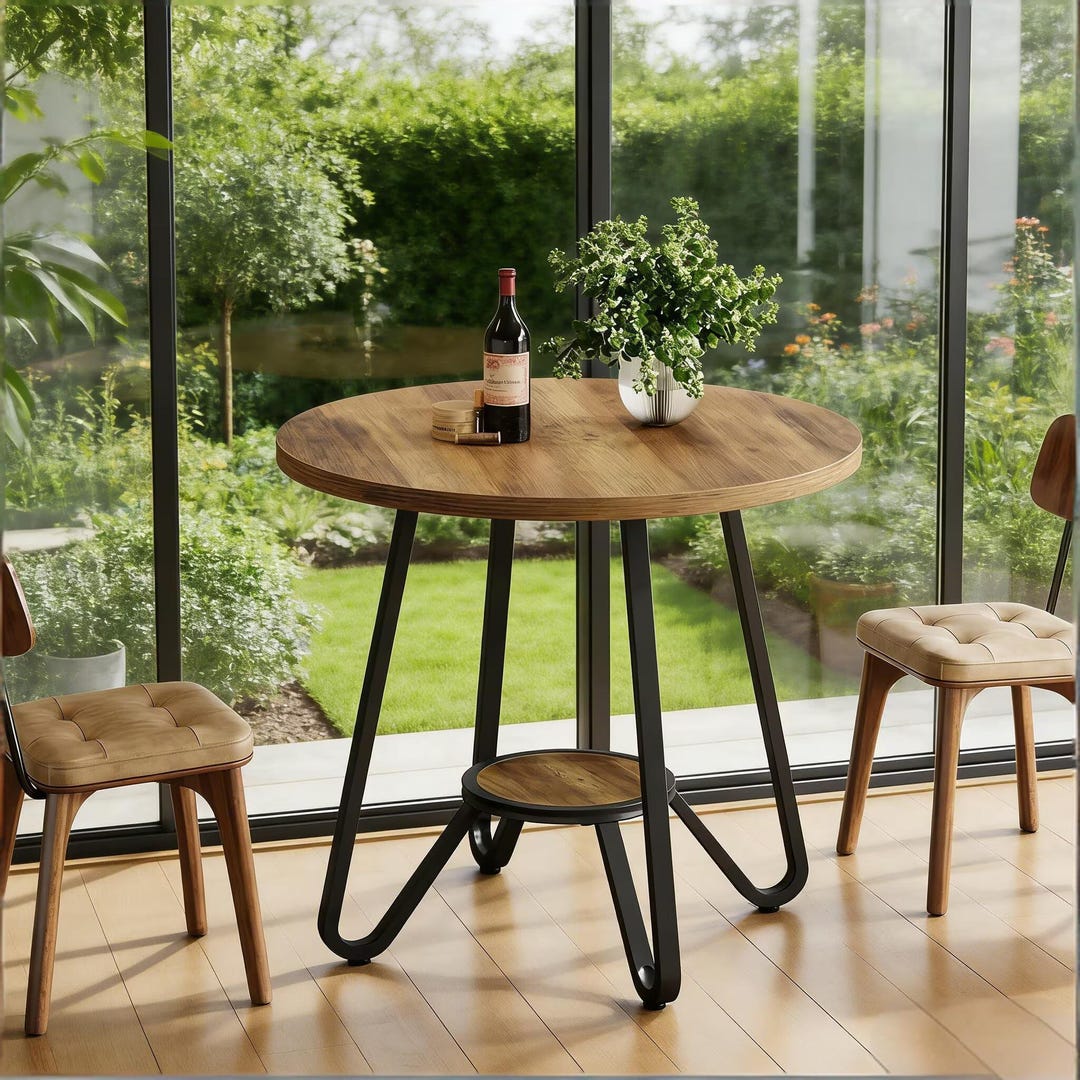 Round Dining Table, Small Kitchen Table With Open Shelves for 2 - Etsy