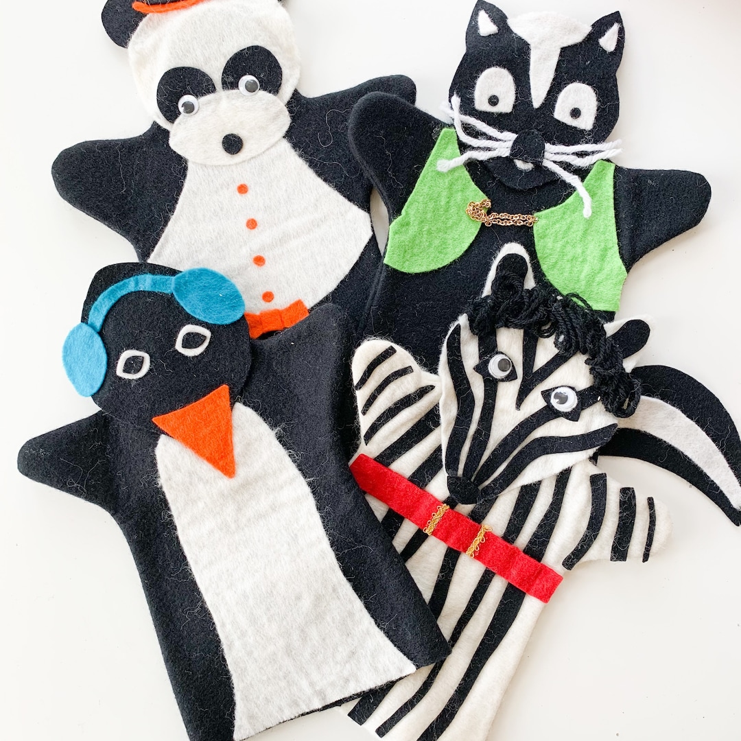 Vintage Set of 4 Handmade Felt Hand Puppets - Etsy