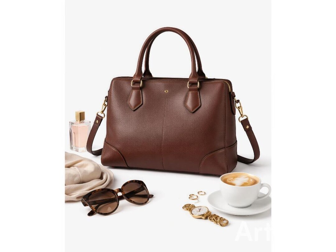 Genuine Leather Tote Bag for Women, Work Handbag, Structured Office ...