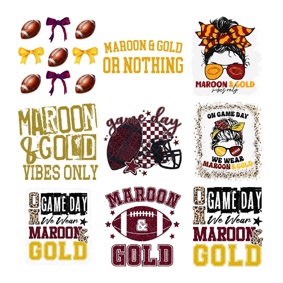 Maroon Gold Football Game Day PNG, Team Spirit School Colors Clipart ...