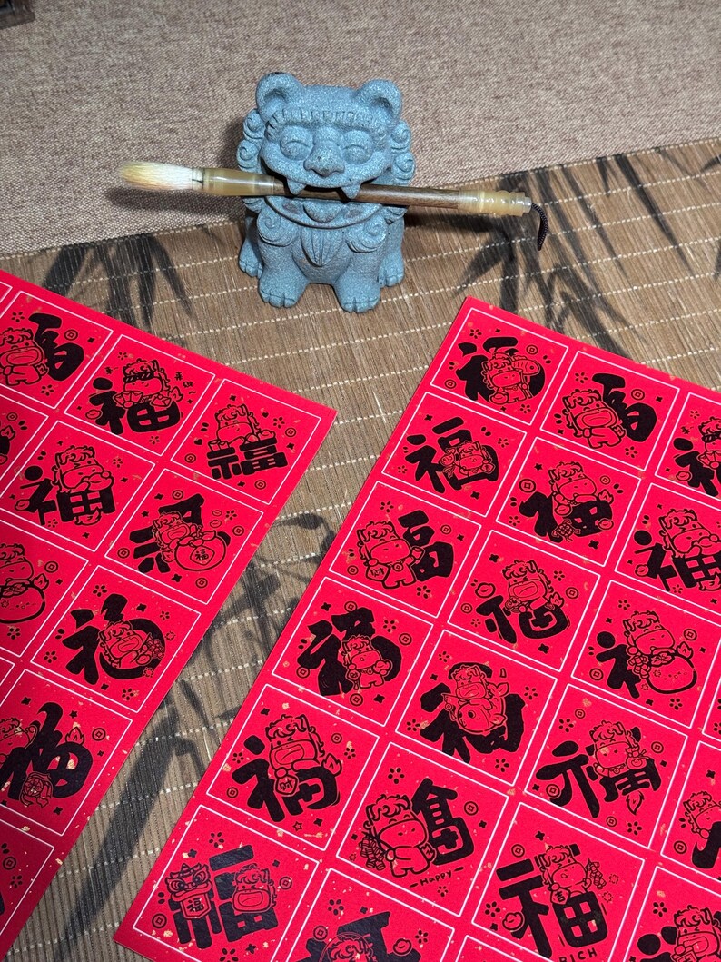2026 Horse Fu Stickers, Original Chinese New Year Lucky Red Stickers ...