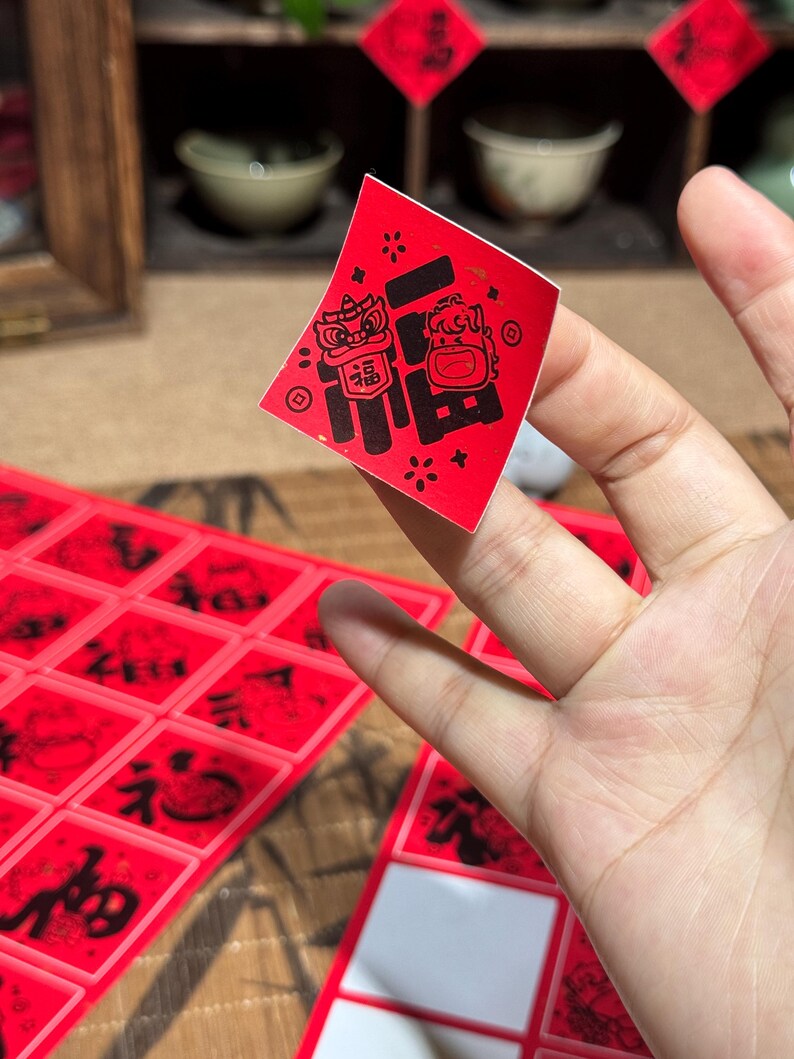 2026 Horse Fu Stickers, Original Chinese New Year Lucky Red Stickers ...