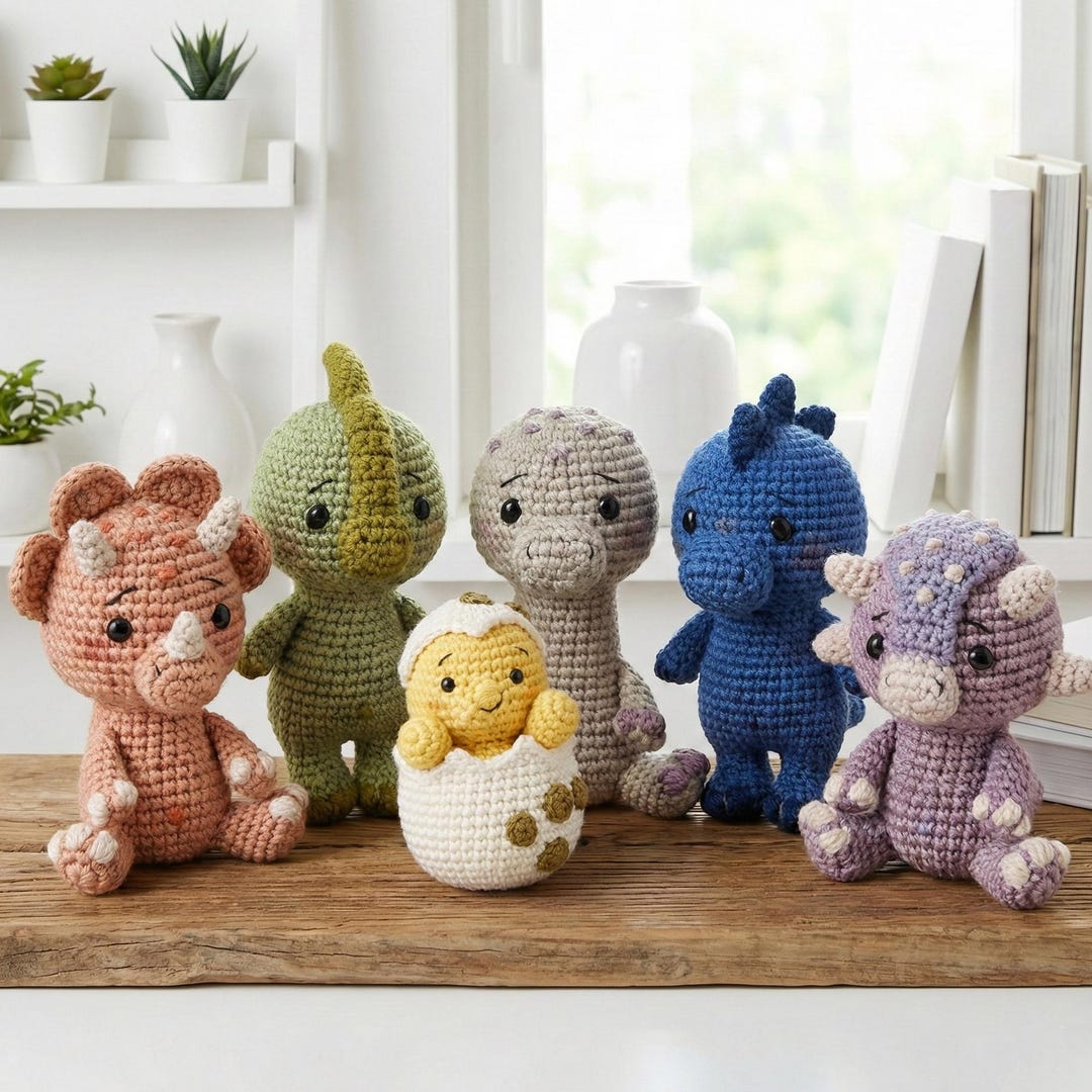 Amigurumi Dinosaur Crochet Pattern Bundle | Dino Plush Toy Set (PDF ...