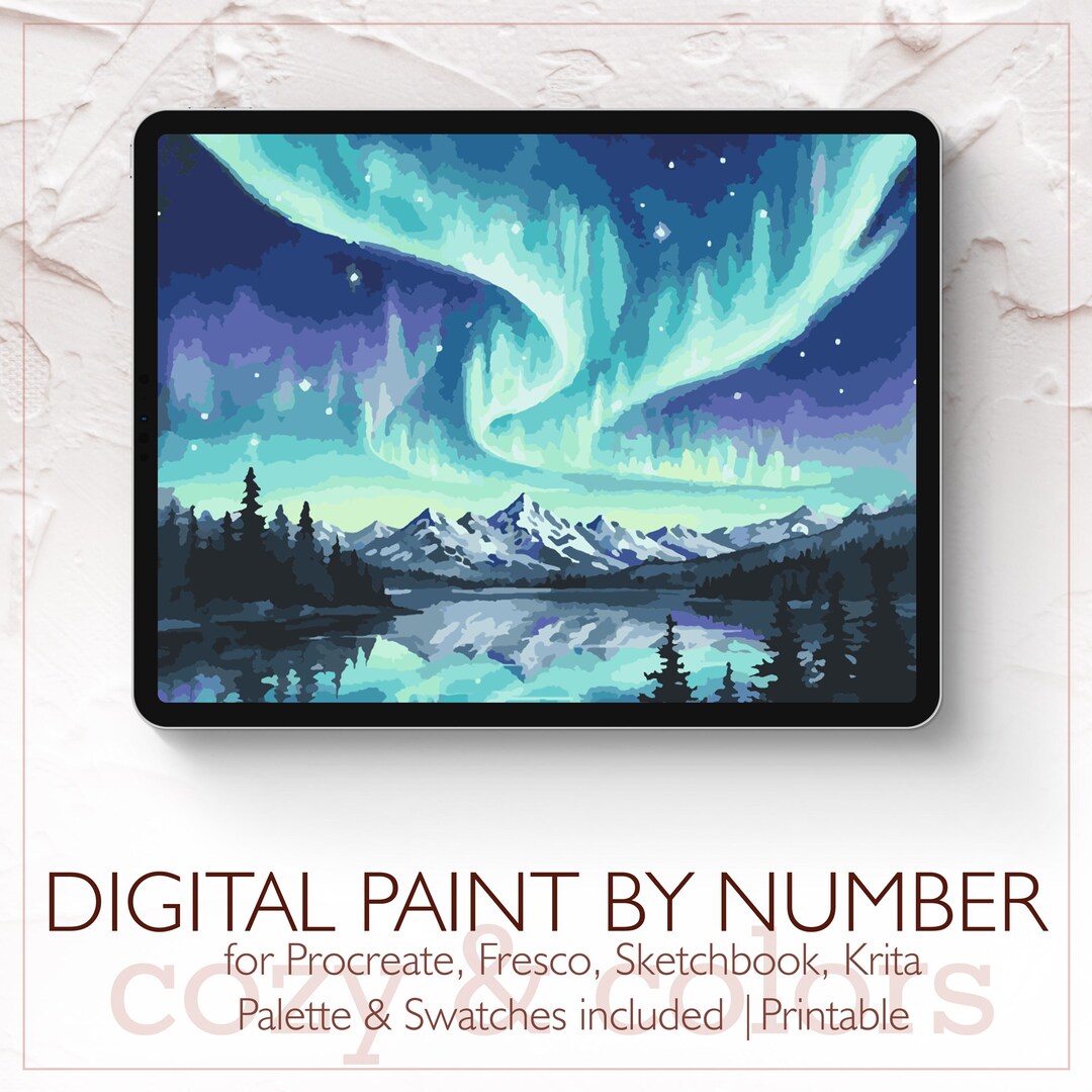 Northern Lights - Digital Paint by Number Kit for Procreate - Digital ...