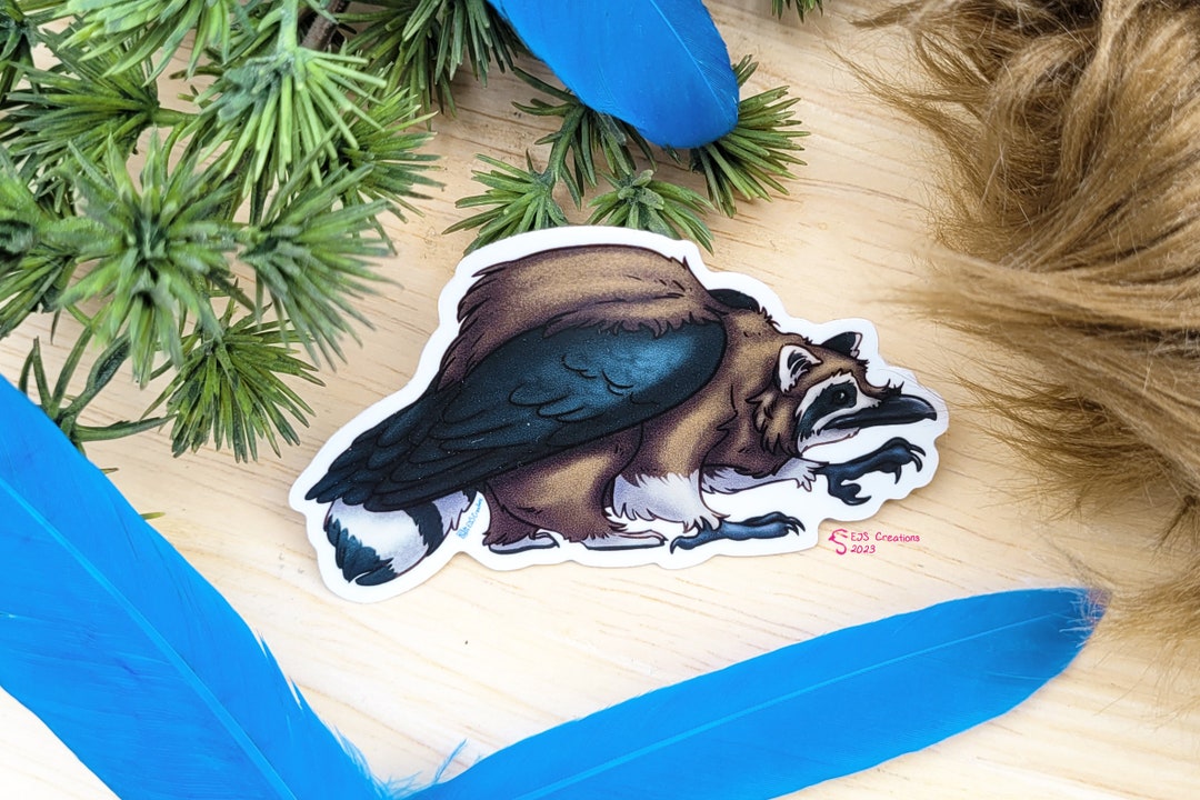 Raccoon Crow Trash Gryphon Vinyl Sticker - Etsy