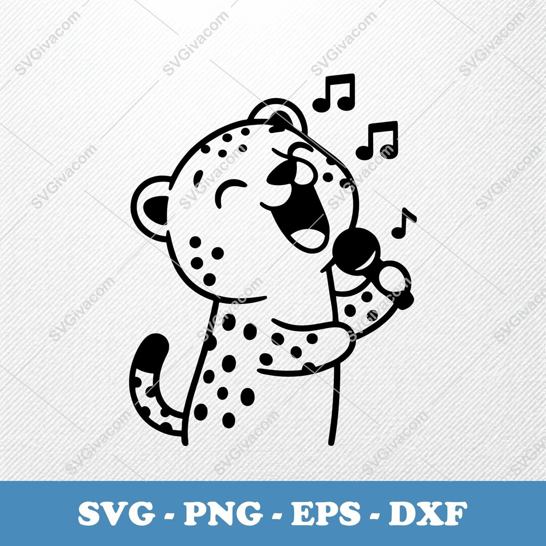Cheetah Singing SVG | Chubby Musical Vector Clipart PNG Dxf EPS ...